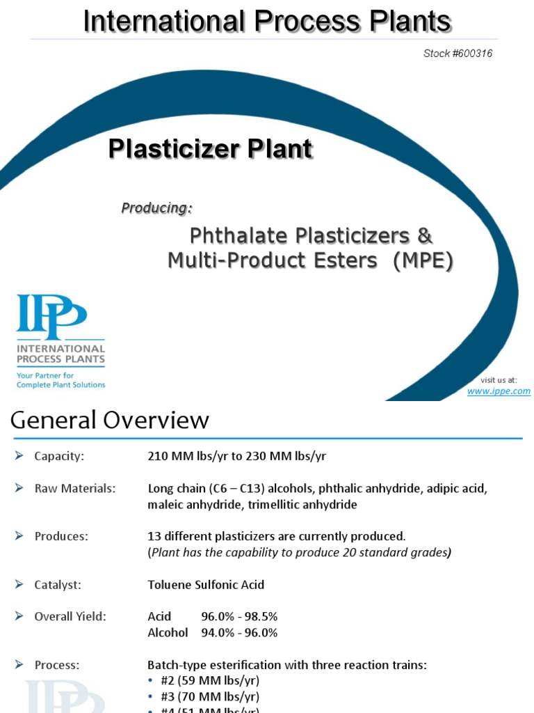 Plasticizer Plant Overview & Specs | PDF