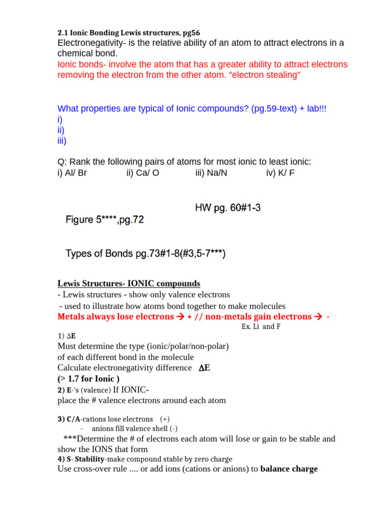 Ionic Bonding Lewis Structures Note3 | PDF