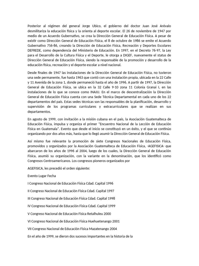 Posterior Al Régimen Del General Jorge Ubico | PDF | Guatemala | Deportes