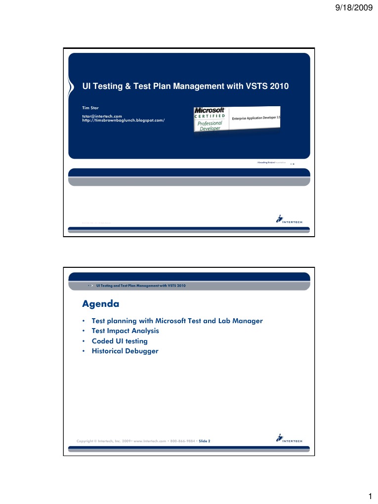 UI Testing and Test Plan Management With VSTS 2010 | PDF | Computer ...