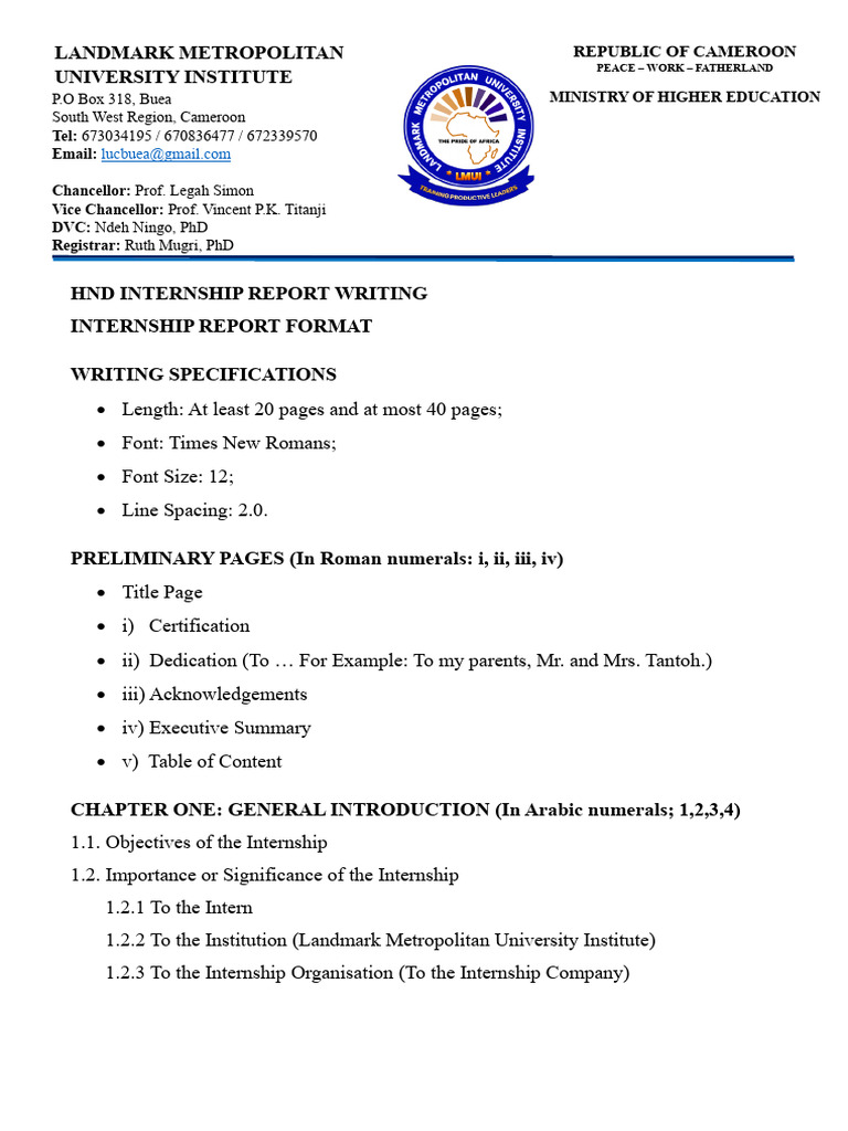Internship Report Format | PDF