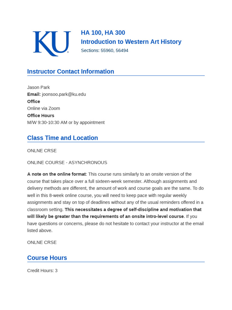 Spring 2026 HA 100 55960 Introduction To Western Art History | PDF ...