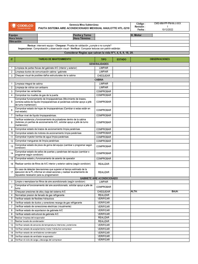 Pauta Aire Acondicionado Haulotte HTL-3210 | PDF | Aire acondicionado ...