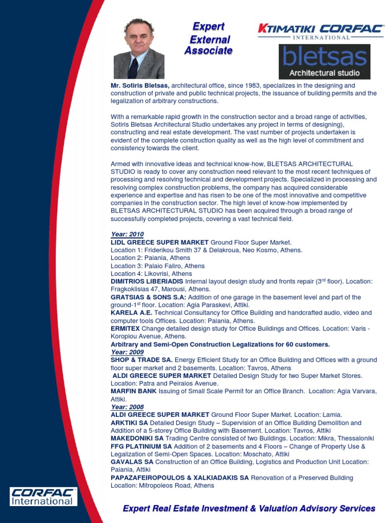 Sotiris Bletsas Architect Ktimatiki Corfac International Greece | PDF ...