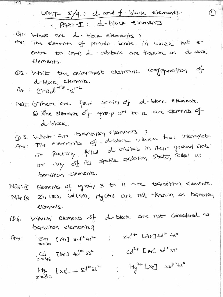 Unit-5-9 d & f Block Elements | PDF