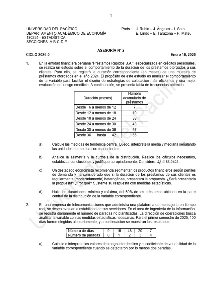 Est1-2026-0 A2 | PDF | Estadísticas | Estadísticas descriptivas