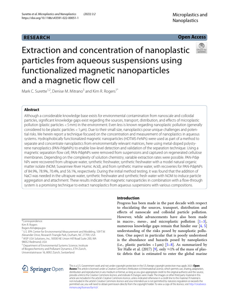 Extraction and Concentration of Nanoplastic | PDF | Nanoparticle ...