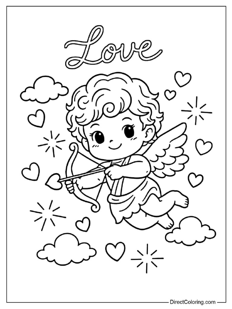 Sweet Cupid Valentine Coloring Page | PDF