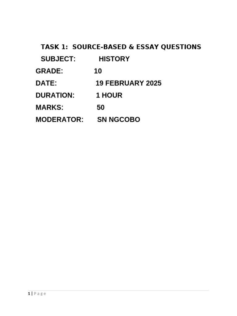 GRADE 10 SBA TASK 1 - ADDENDUM - Final | PDF