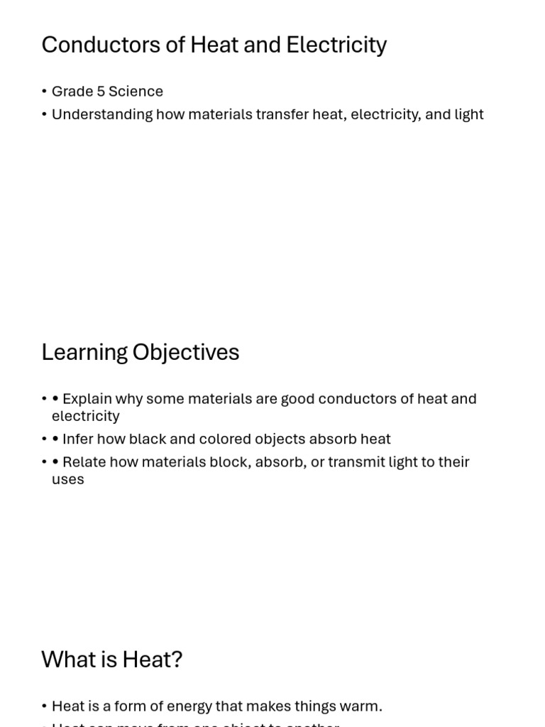 Module 2 Lesson 3 Conductors of Heat and Electricity Grade5 | PDF