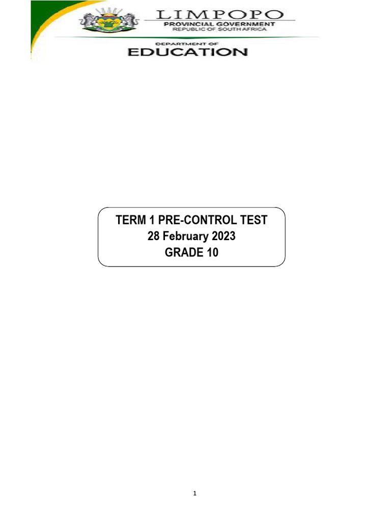 2023 g10 Term 1 Pre-Controlled Memo | PDF | Waves | Physical Phenomena