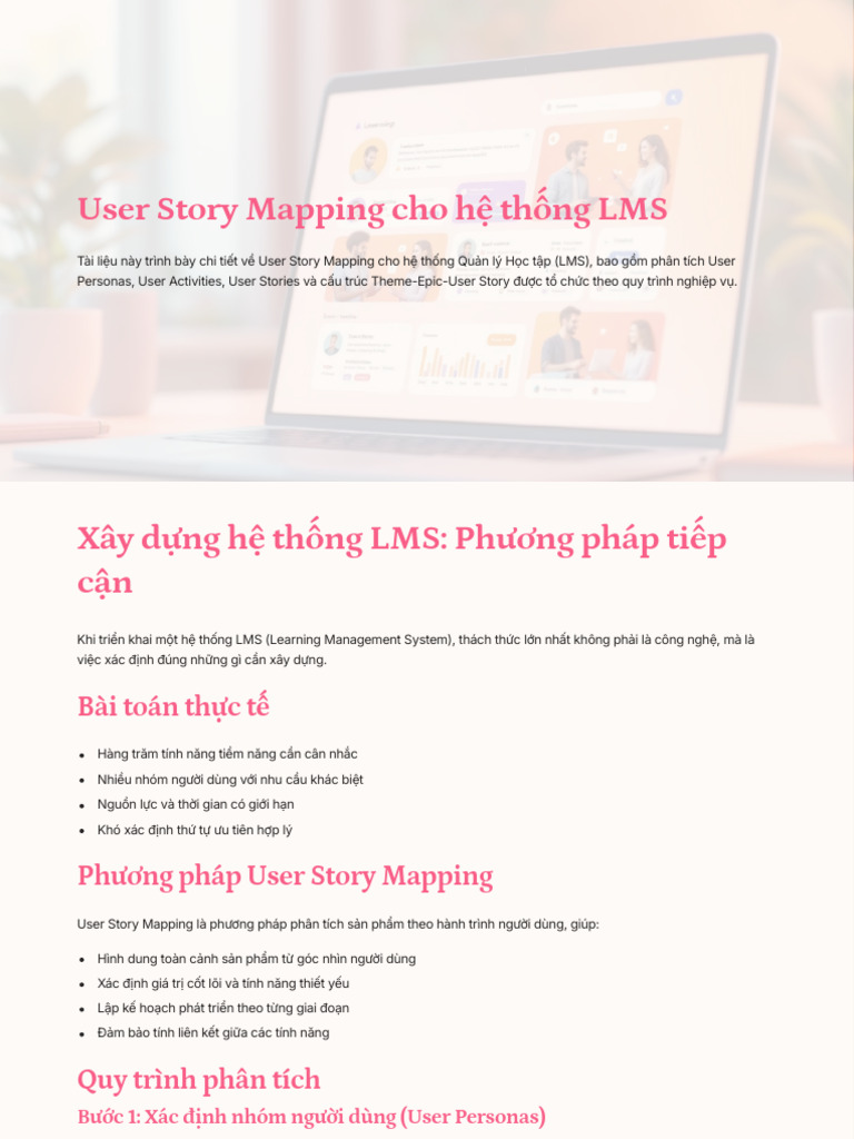 User Story Mapping Cho He Thong LMS | PDF