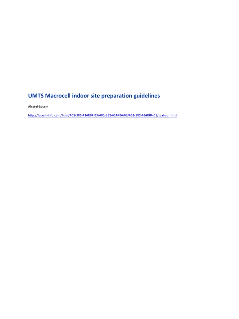 ALU UMTS Macrocell Indoor Site Preparation Guidelines | PDF ...