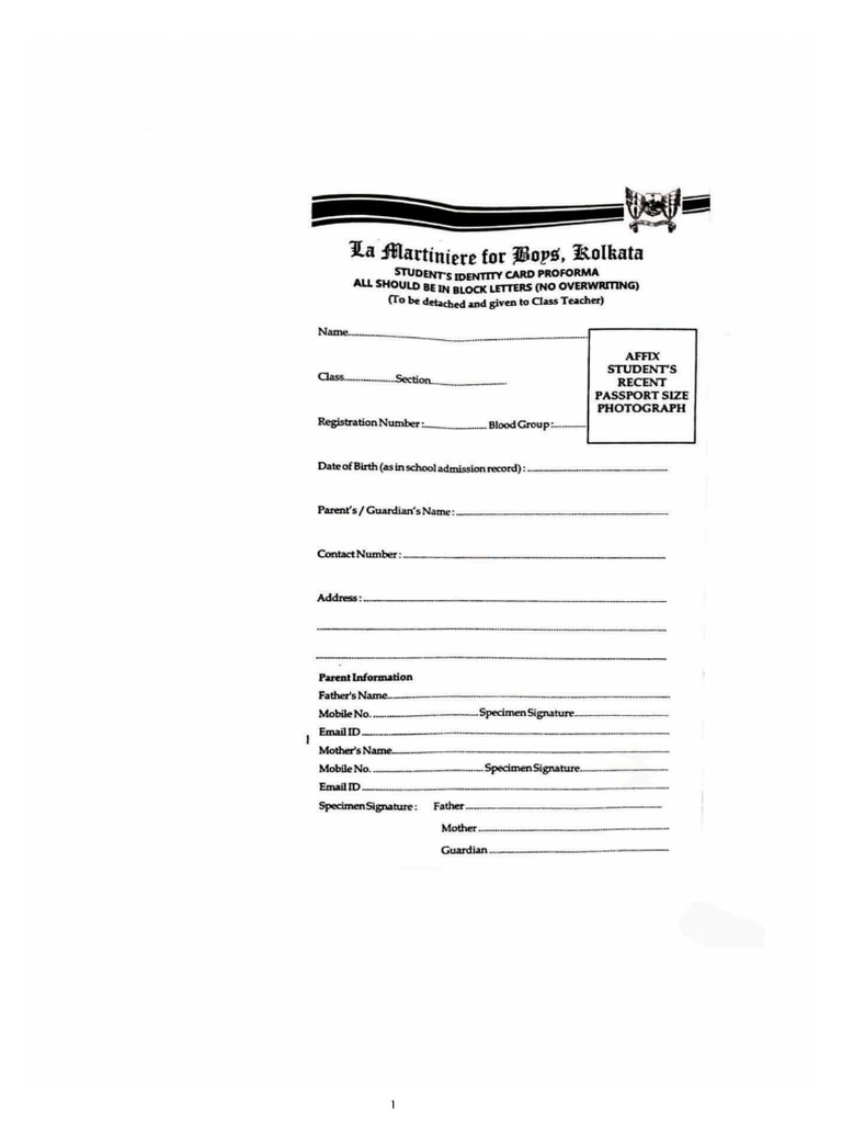 Class 10 Id Card Proforma | PDF