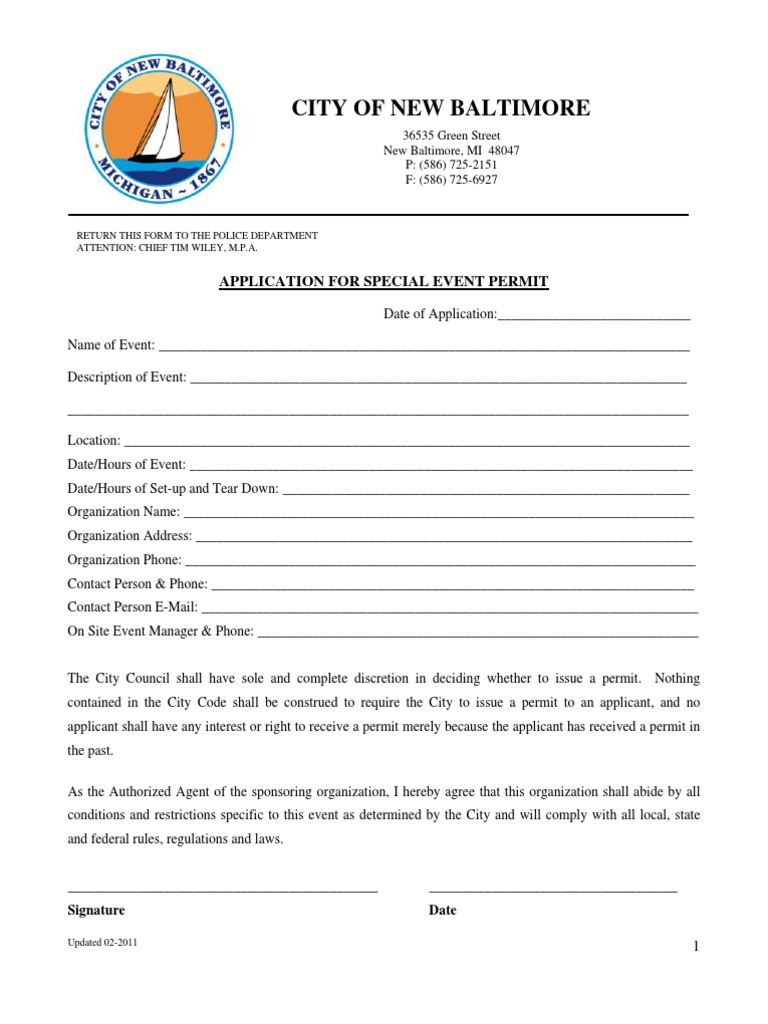 Special Event Permit Application Form | PDF | Indemnity | Common Law