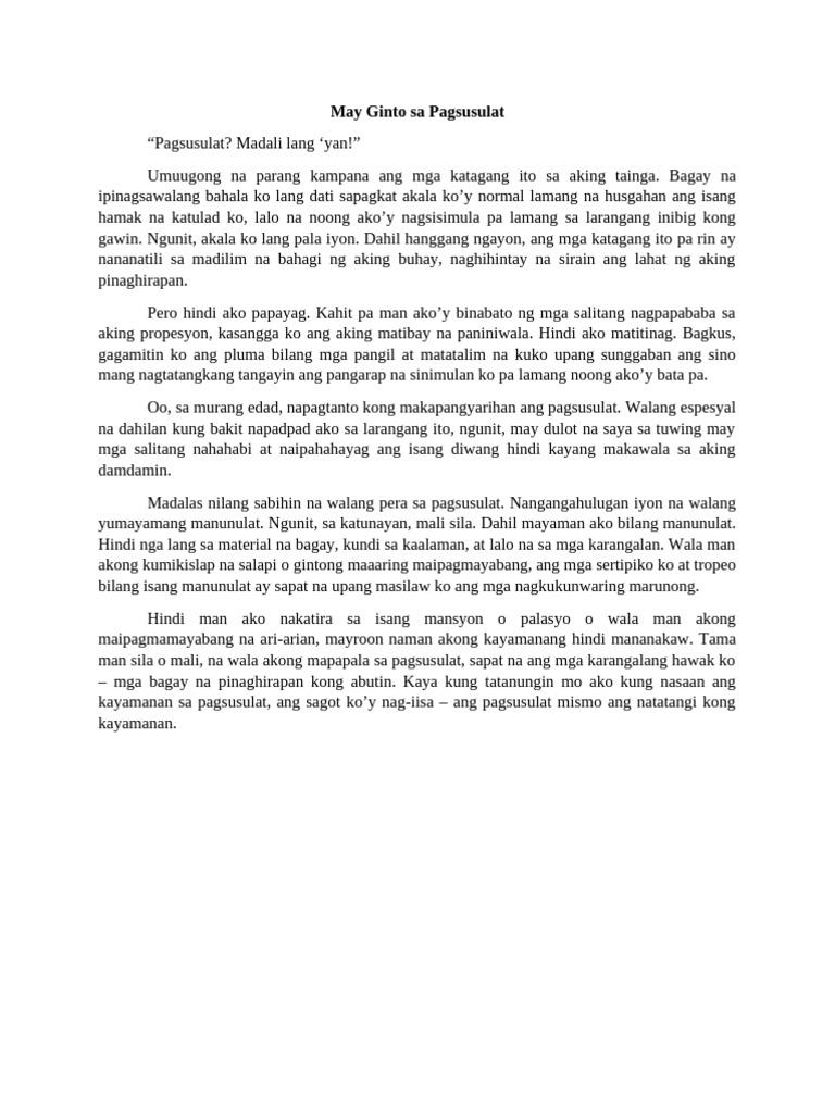 May Ginto Sa Pagsusulat | PDF