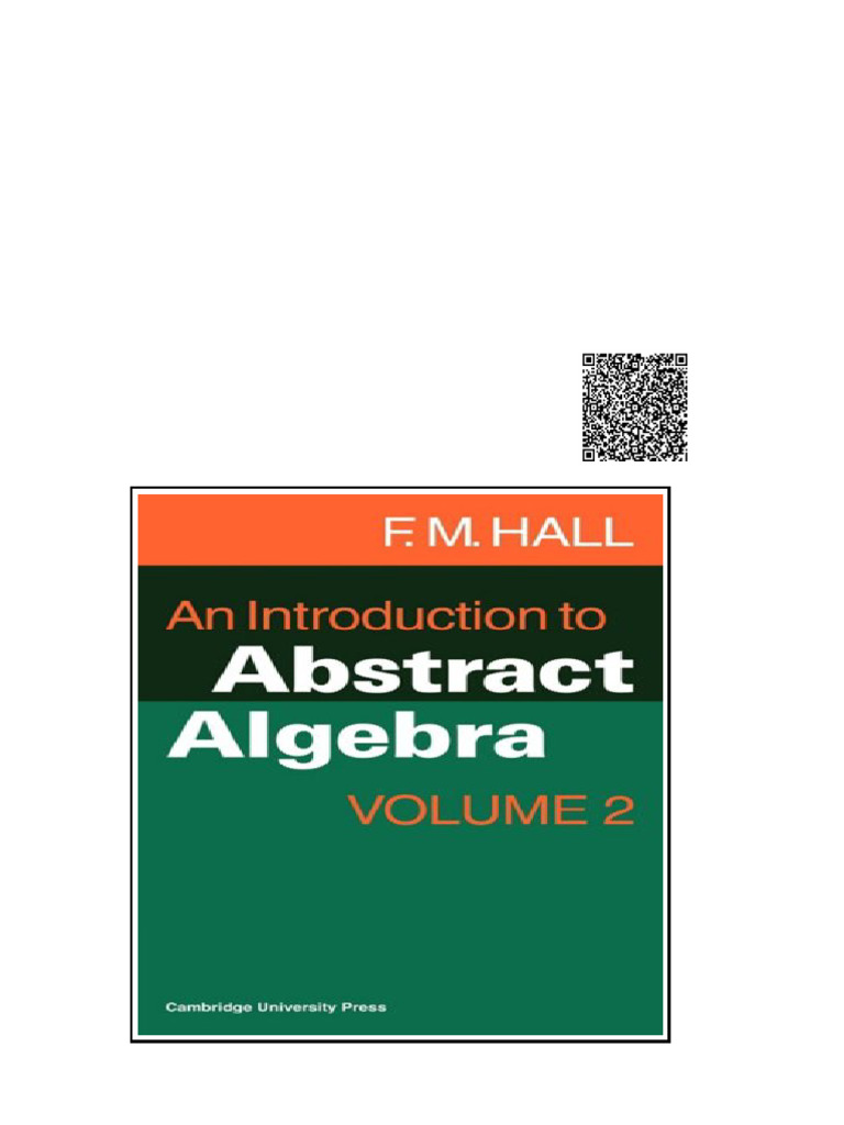 An Introduction To Abstract Algebra Volume 2 1, Digital Reissue of 1969 ...