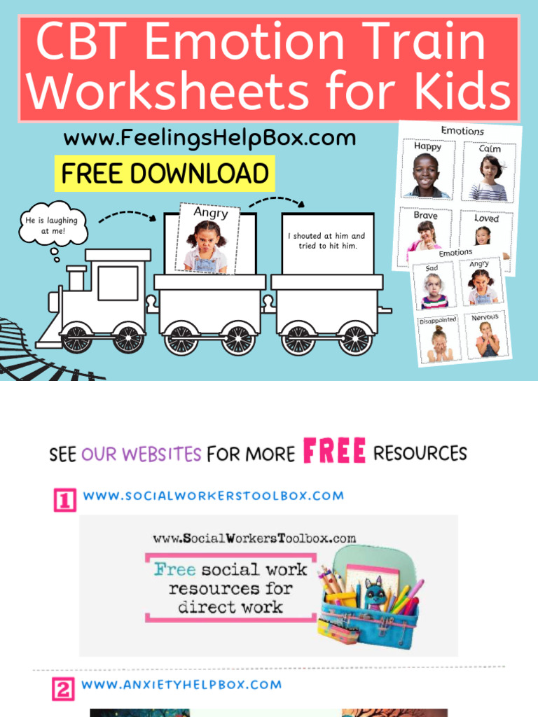 Free CBT Emotion Train Worksheets for Kids Printable Emotional ...