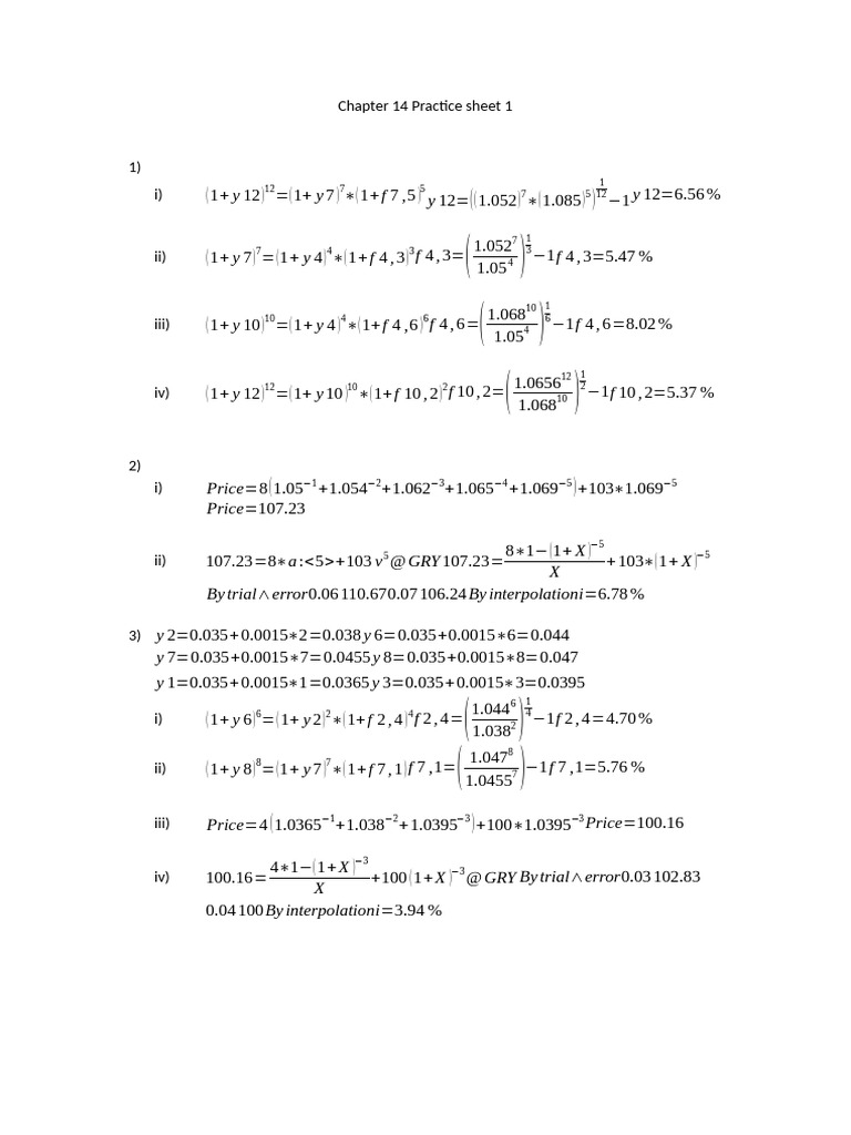 Chapter 14 Practice Sheet 1 | PDF