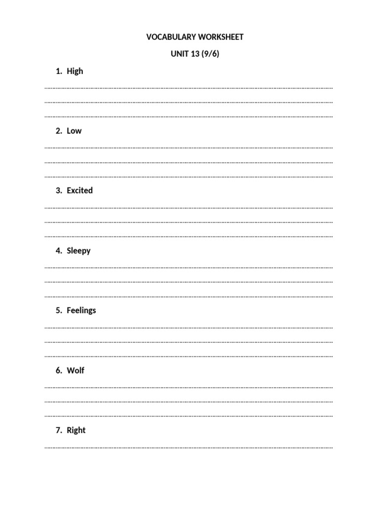 Vocabulary Worksheet Unit 13 | PDF | Chess | Chess Theory