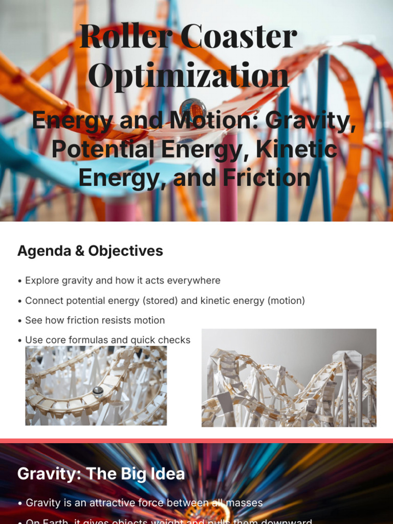 Roller Coaster Optimization - Energy and Motion. Gravity, Potential ...