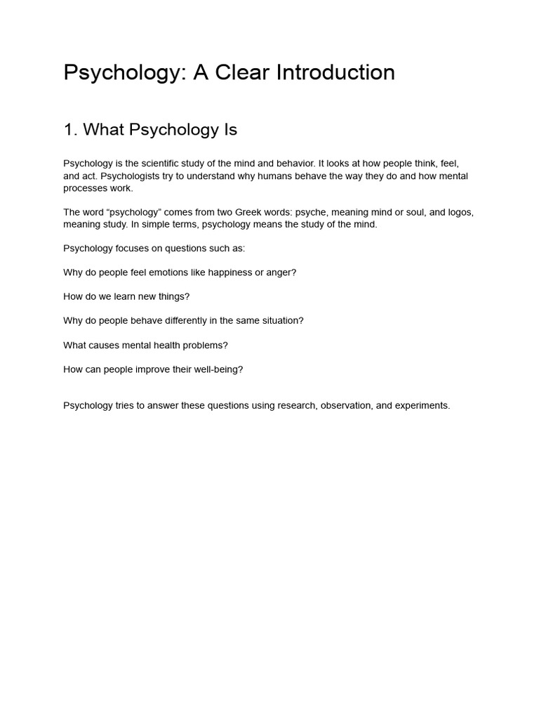 Psychology - A Clear Introduction | PDF | Psychology | Mind