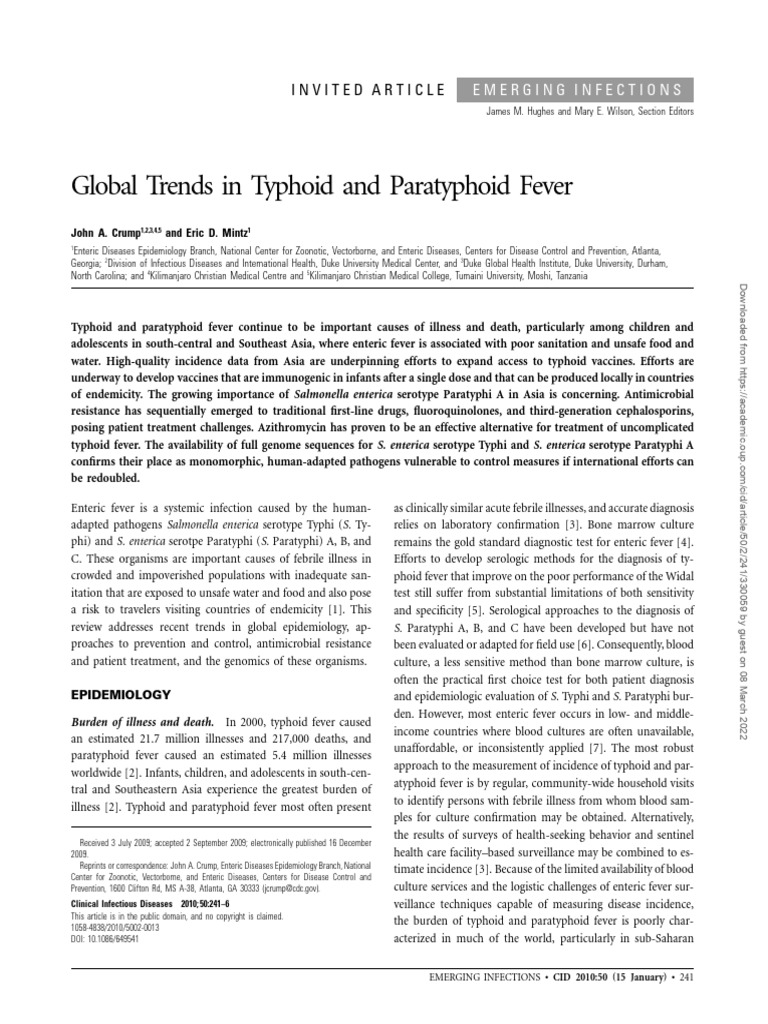 2010_Global Trends in Typhoid and Paratyphoid Fever - Tendências | PDF ...