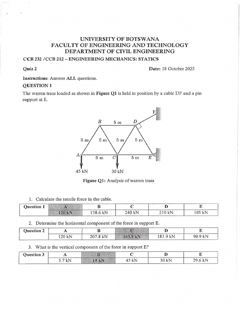 Ccb 232 Quiz 2 Qustions and Solutions_2025 | PDF
