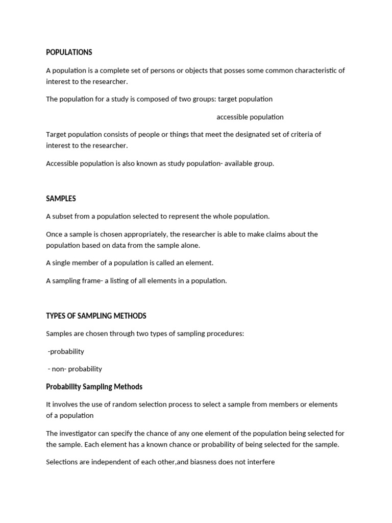 POPULATIONS Presentation | PDF | Sampling (Statistics) | Stratified ...