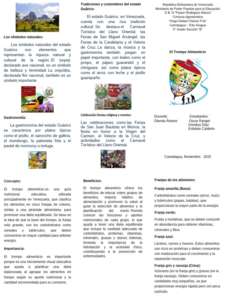 Triptico Est5ado Guarico | PDF | Nutrición | Dieta y nutrición