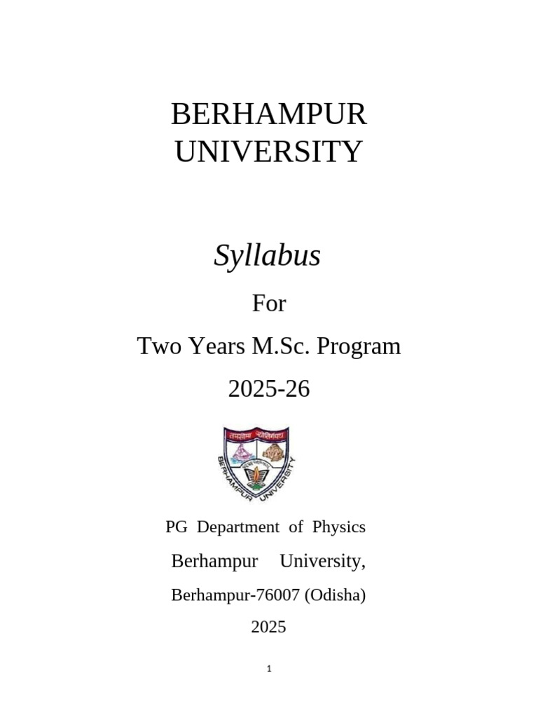 M.sc. Physics Syllabus - 2025-2026 | PDF | Hamiltonian Mechanics ...