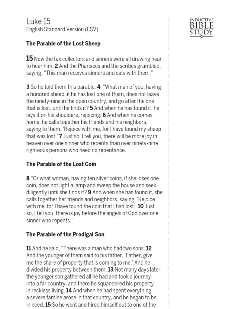 Luke 15 Parables of Lost Sheep, Coin and Prodigal Son | PDF ...