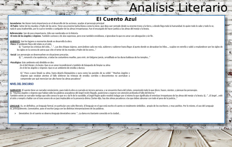Analisis Literario El Cuento Azul 2da Parte | PDF