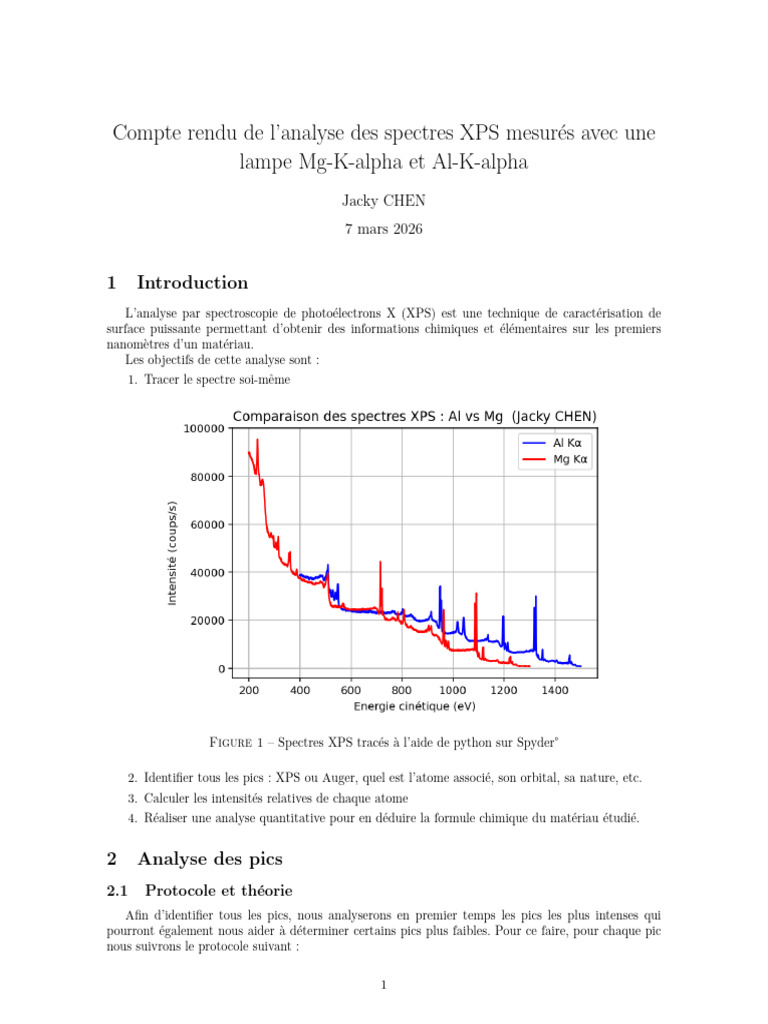 Compte Rendu AnalyseXPS JackyChen | PDF | Spectrométrie ...