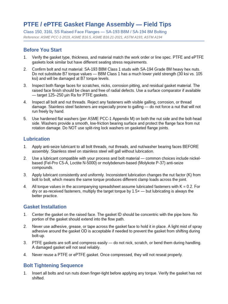 PTFE_Gasket_Flange_Assembly_Tips | PDF