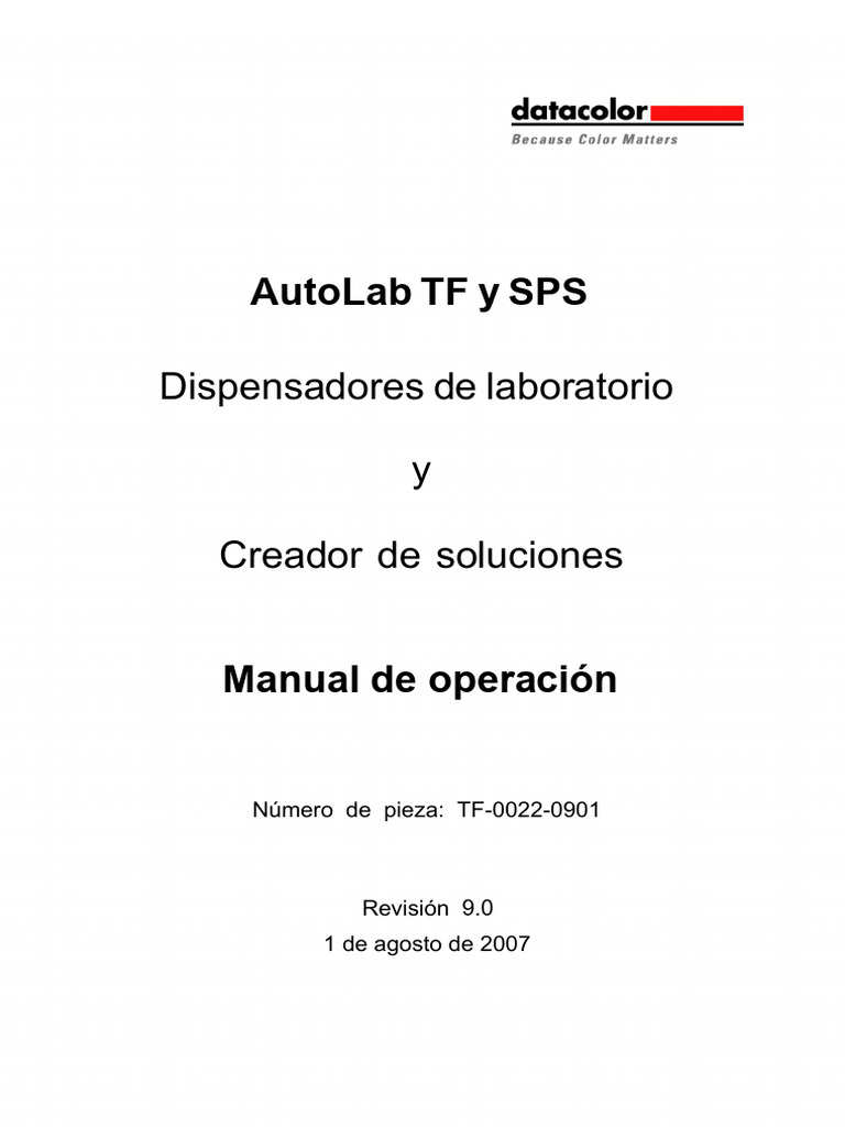 Manual de operanción de Datacolor AutoLab TF y SPS | PDF | Software ...