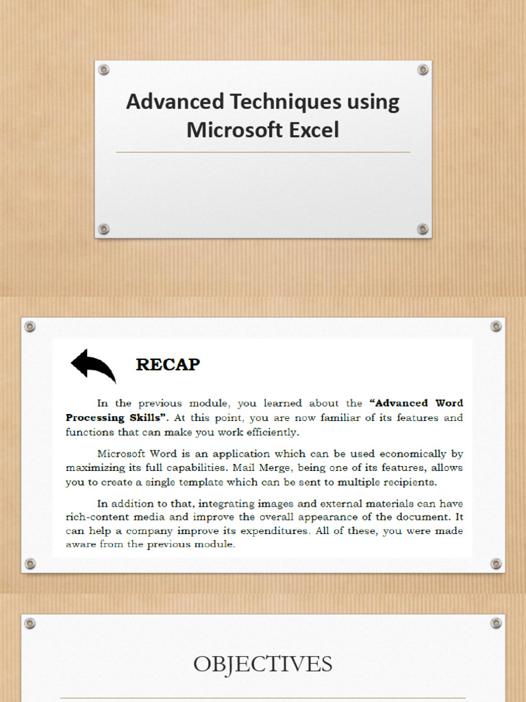 LESSON 11 Advanced Techniques Using Microsoft Excel | PDF