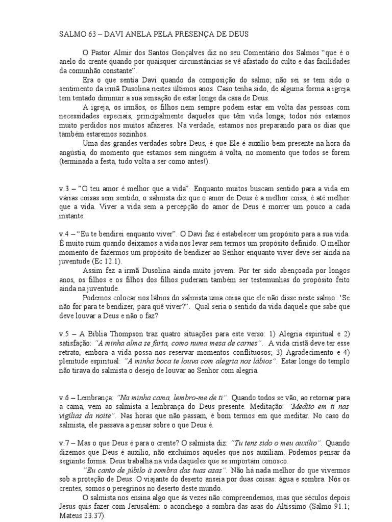 Salmo 63 | PDF | Salmos | Amor