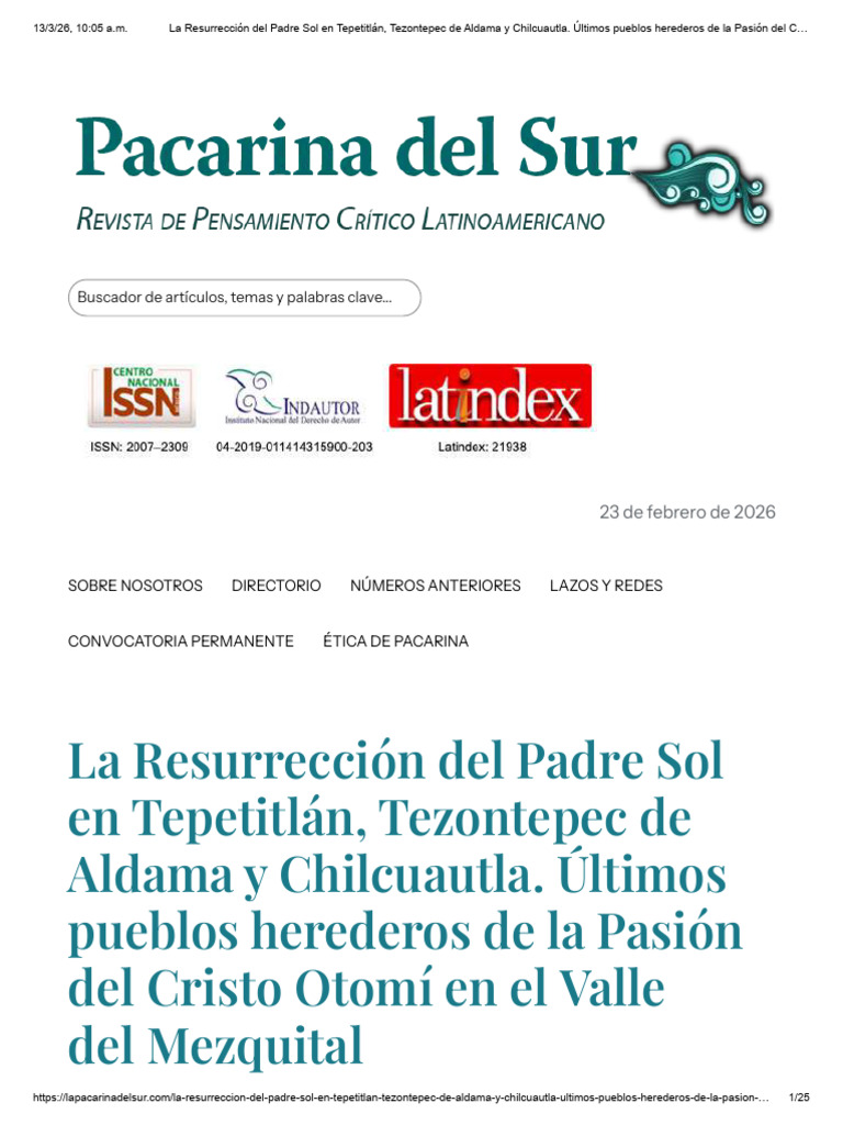 La Resurrección Del Padre Sol | PDF | Patrimonio cultural | México