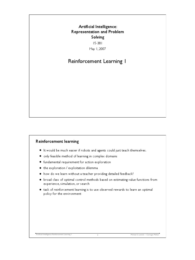 Reinforcement Learning 1 | PDF | Prefrontal Cortex | Cognitive Science