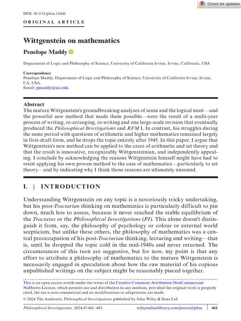 Wittgenstein on mathematics | PDF | Mathematical Proof | Ludwig ...