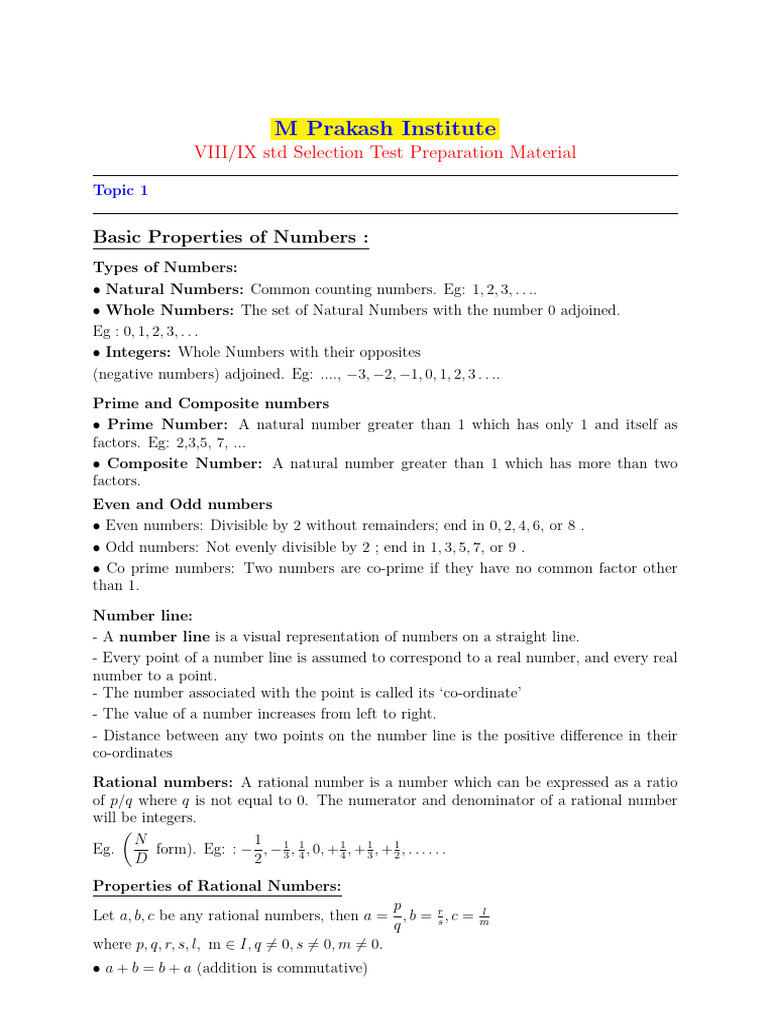 M Prakash Book | PDF | Numbers | Ratio
