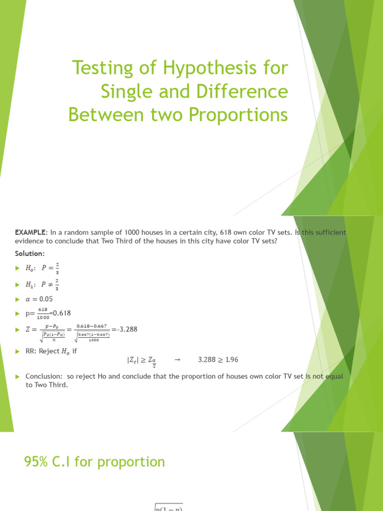 Testing of Hypothesis for Single and Two Proportions | PDF ...