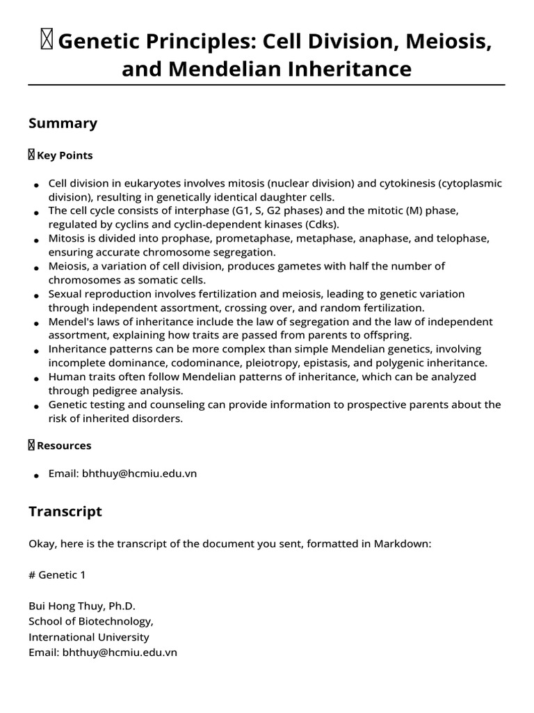 ? Genetic Principles_ Cell Division, Meiosis, And Mendelian Inheritance ...