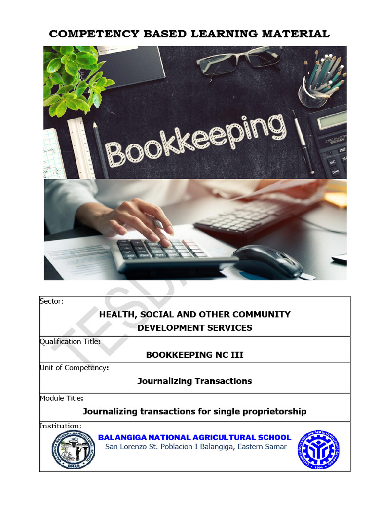 Journalizing Transactions CBLM | PDF | Debits And Credits | Bookkeeping