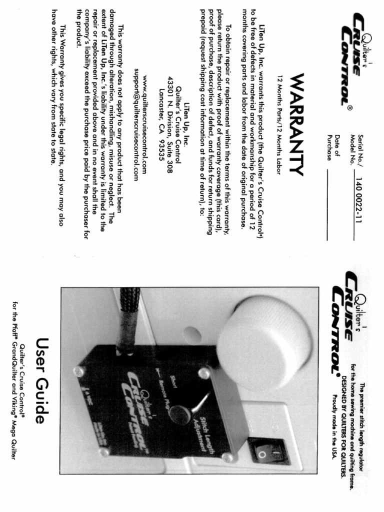Grand Quilter - Quilter's Cruise Control | PDF