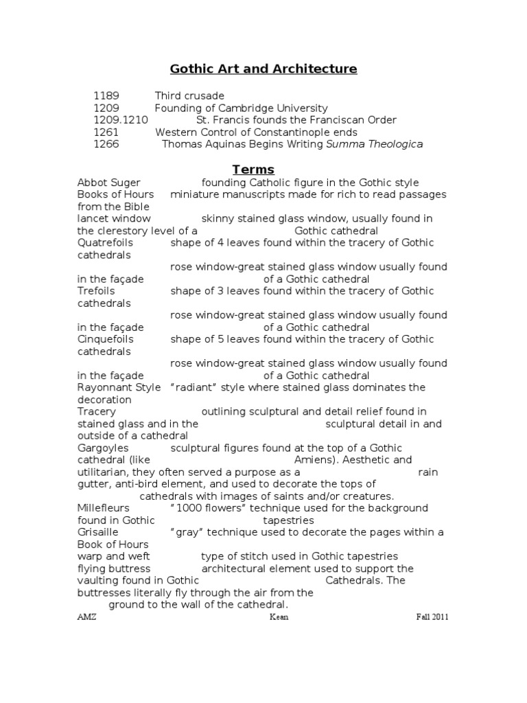 Gothic Art and Architecture: AMZ Kean Fall 2011 | PDF | Gothic ...