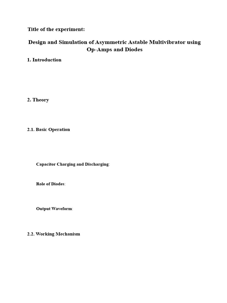 Asymmetrc Astable Multivibrator Using Opamps in Esim | PDF | Capacitor ...