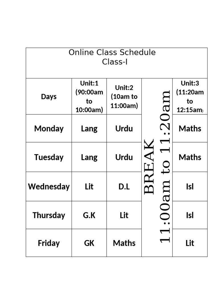 Online Schedule For Classes | PDF