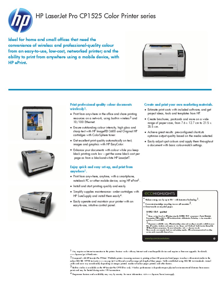 HP LaserJet CP1525 Manual | Printer (Computing) | 64 Bit Computing